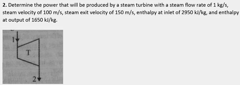 SOLVED: solve 2.Determine the power that will be produced by a steam ...