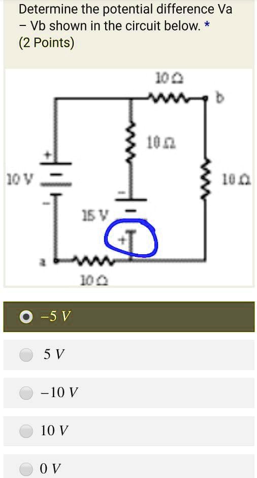 SOLVED: Determine the potential difference Va Vb shown in the circuit below: (2 Points) 109 [04 ...
