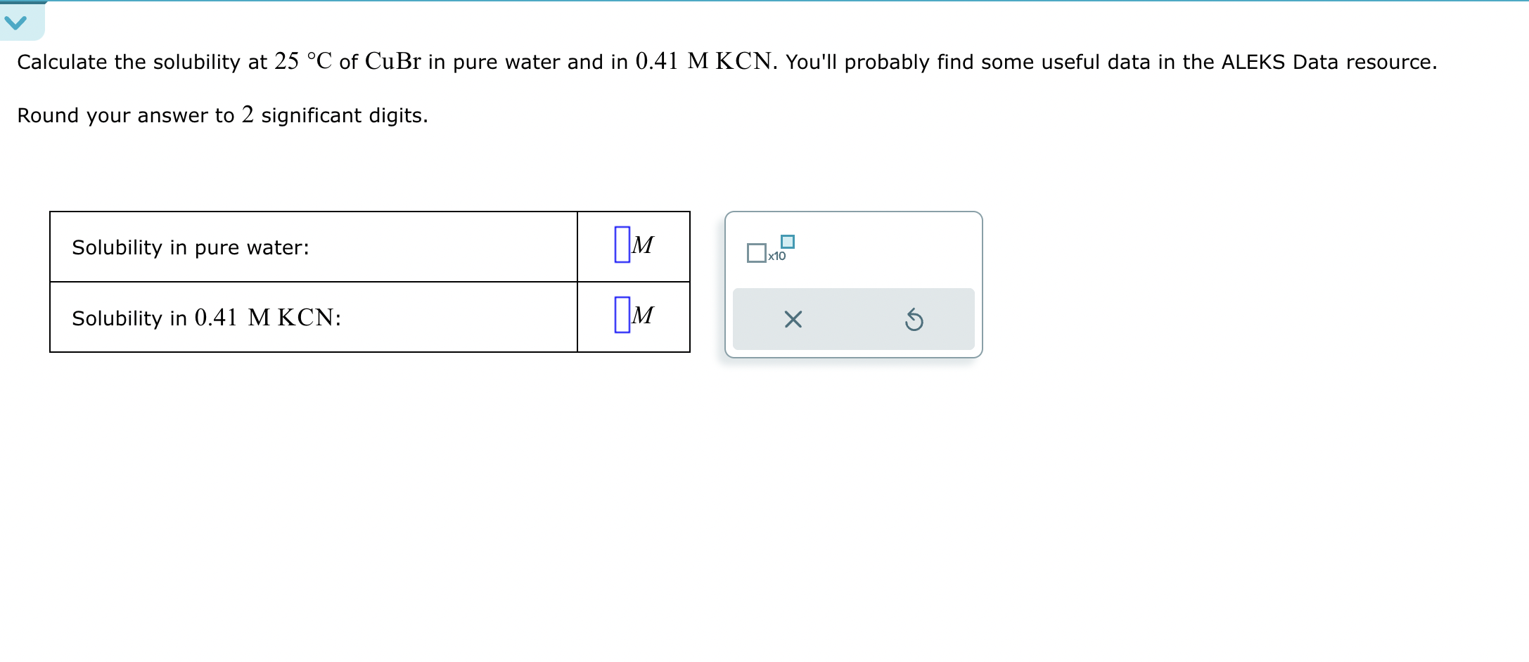 SOLVED: Calculate the solubility at 25^∘C of CuBr in pure water and in ...