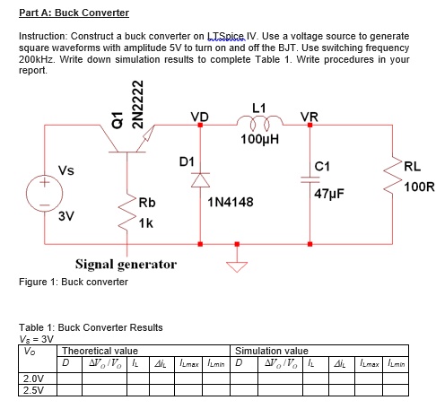 SOLVED: Using LTSpice Show step by step, please. It is really urgent. Part A: Buck Converter ...