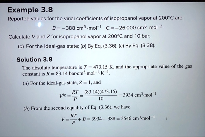 SOLVED: Example 3.8 Reported values for the virial coefficients of ...