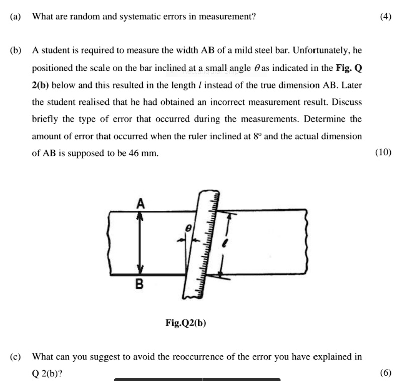 SOLVED: (a) What are random and systematic errors in measurement? (4 ...