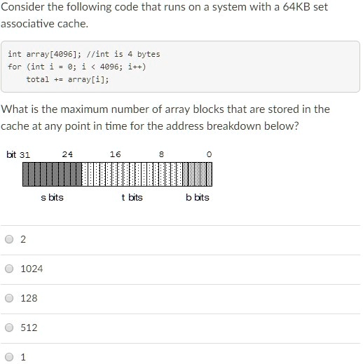 consider the following code that runs on a system with a 64kb set ...
