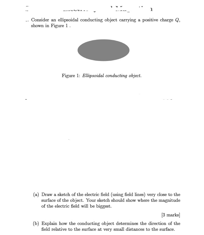 SOLVED: Consider an ellipsoidal conducting object carrying positive ...