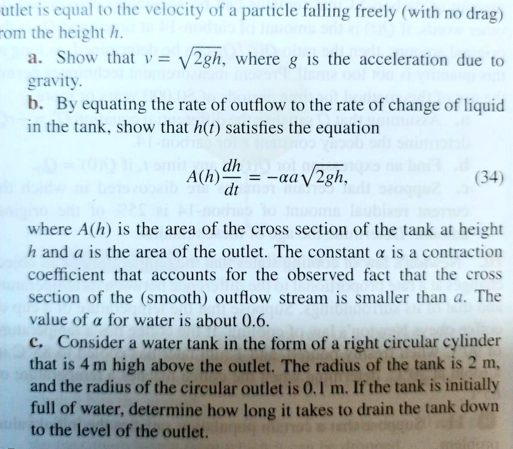 SOLVED:utlet is equal t0 the velocity of a particle falling freely with ...