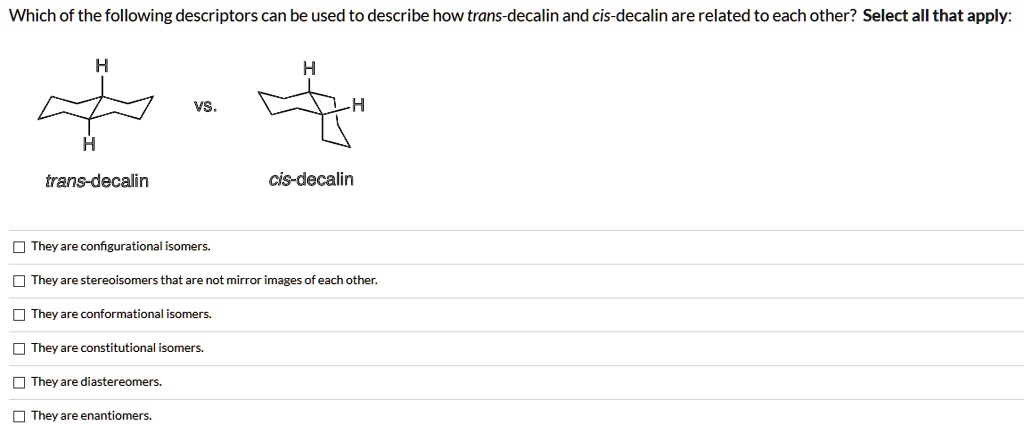 SOLVED:Which of the following descriptors can be used to describe how ...