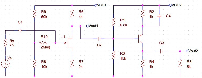 SOLVED: In the following amplifier, obtain: a) The transistor's ...