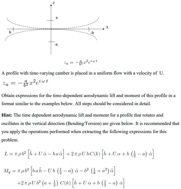 SOLVED: za = -fx2eiwt A profile with time-varying camber is placed in a ...