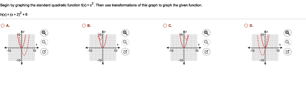 SOLVED: Begin by graphing tha standard quadratic function f(x) =x2 Then ... SOLVED: Begin by graphing tha standard quadratic function f(x) =x2 Then ...