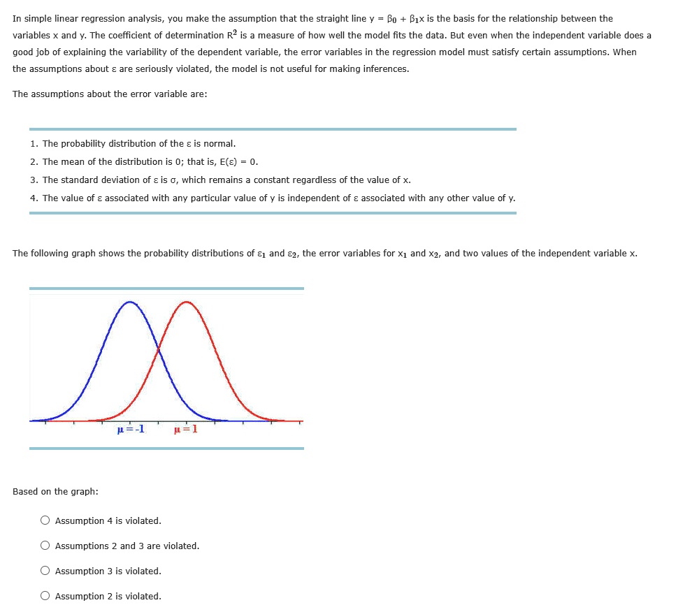 In simple linear regression analysis, you make the assumption that the ...