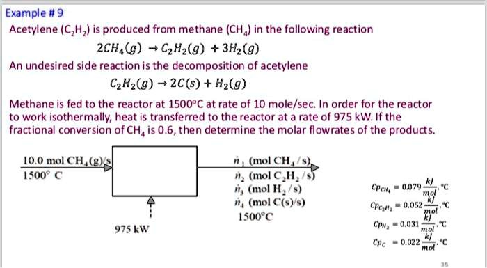 Example #9 Acetylene (C2H2) is produced from methane (CH4) in the ...