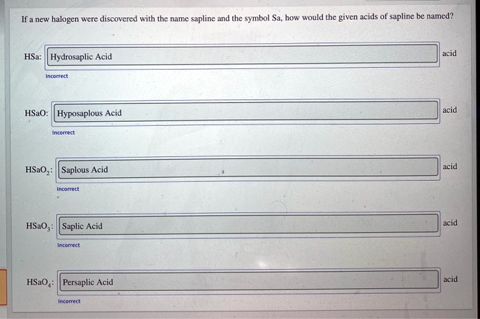 if a new halogen were discovered with the name sapline and the symbol ...