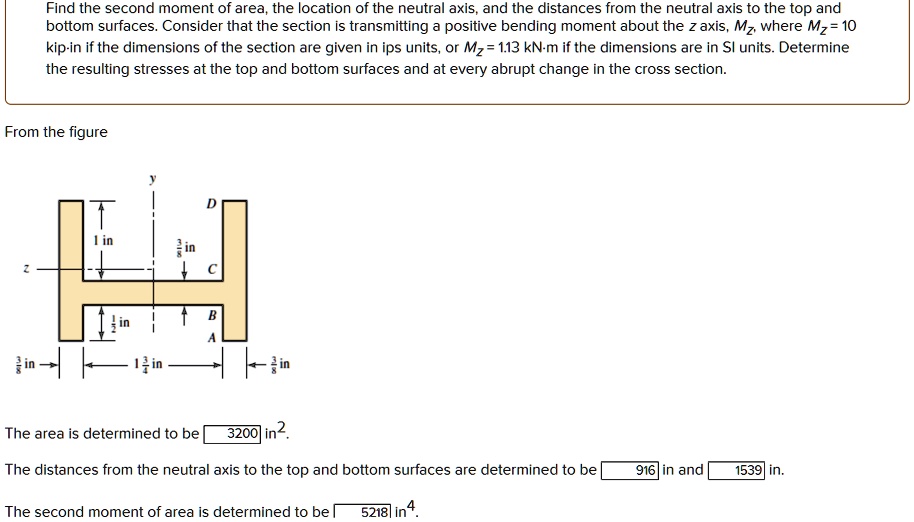 SOLVED: Find the second moment of area; the location of the neutral ...
