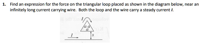 SOLVED: Find an expression for the force on the triangular loop laced as shown in the diagram ...