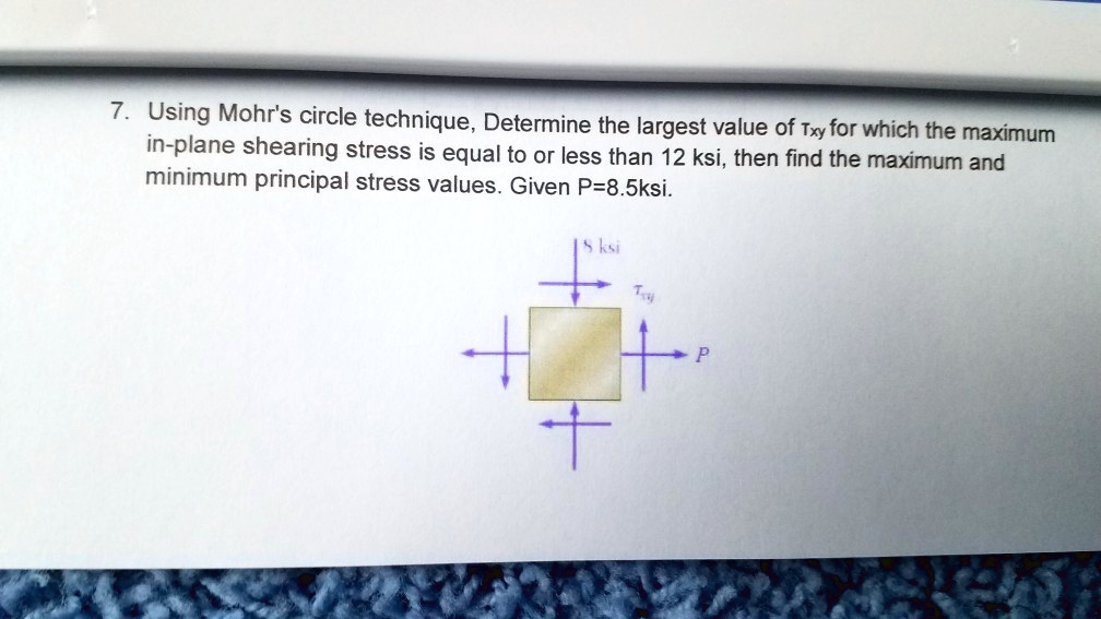 7. Using Mohr's circle technique, Determine the largest...