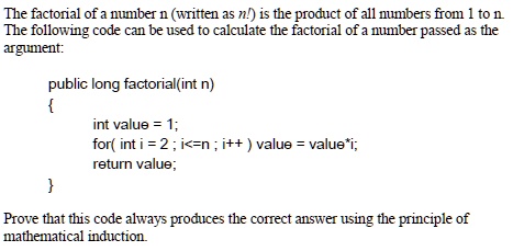 SOLVED: The factorial of a number n (written as n!) is the product of all numbers from 1 to n ...