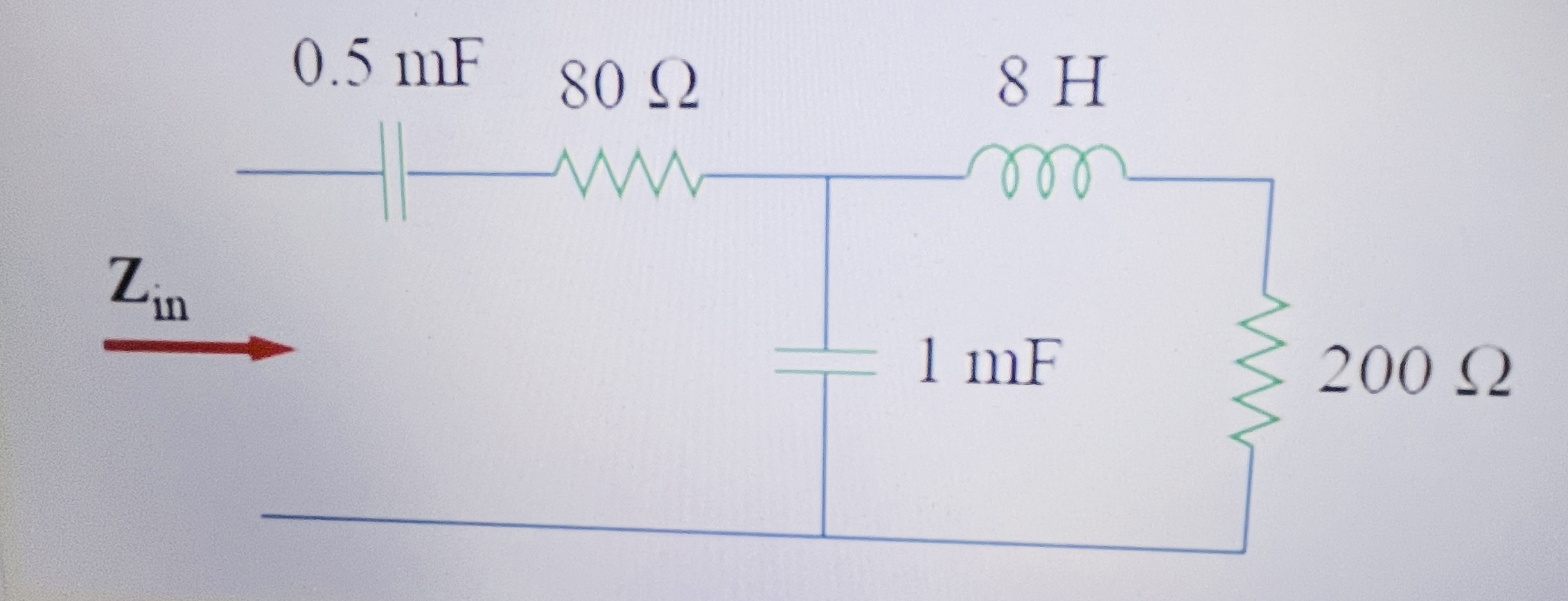 SOLVED: Evaluate the input impedance of the circuit shown in below circuit at a angular ...