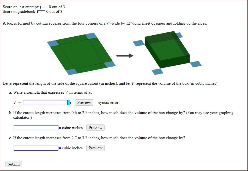SOLVED: Title: Calculation of Volume for a Box with Square Cutouts ...