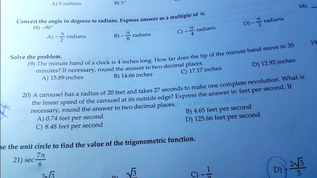 SOLVED: "a carousel has a radius of 20ft and takes 27seconds to make one complete revolution ...