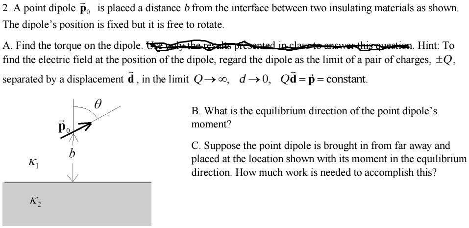 SOLVED: A point dipole Po is placed a distance b from the interface ...