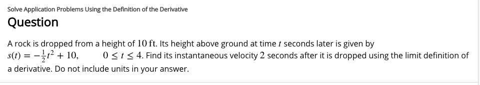 SOLVED: A rock is dropped from a height of 10 ft. Its height above the ...