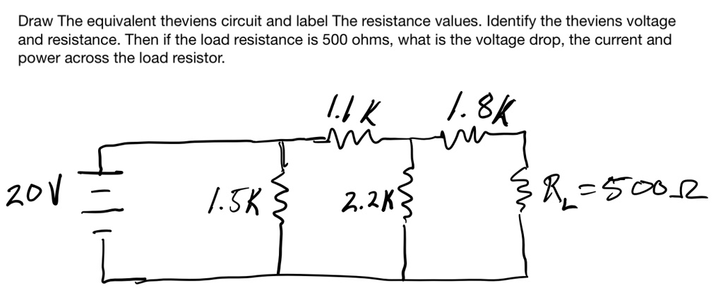 SOLVED: Draw the equivalent Thevenin circuit and label the resistance ...