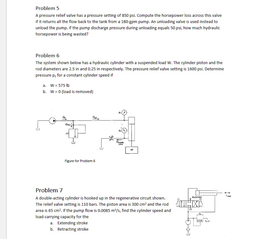 SOLVED: Problem 5 A pressure relief valve has a pressure setting of 850 psi. Compute the ...
