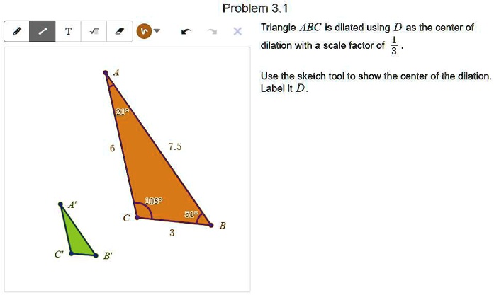 Solved Triangle Abc Is Dilated Using D As The Center Of Dilation With A Scale Factor Of 1 3