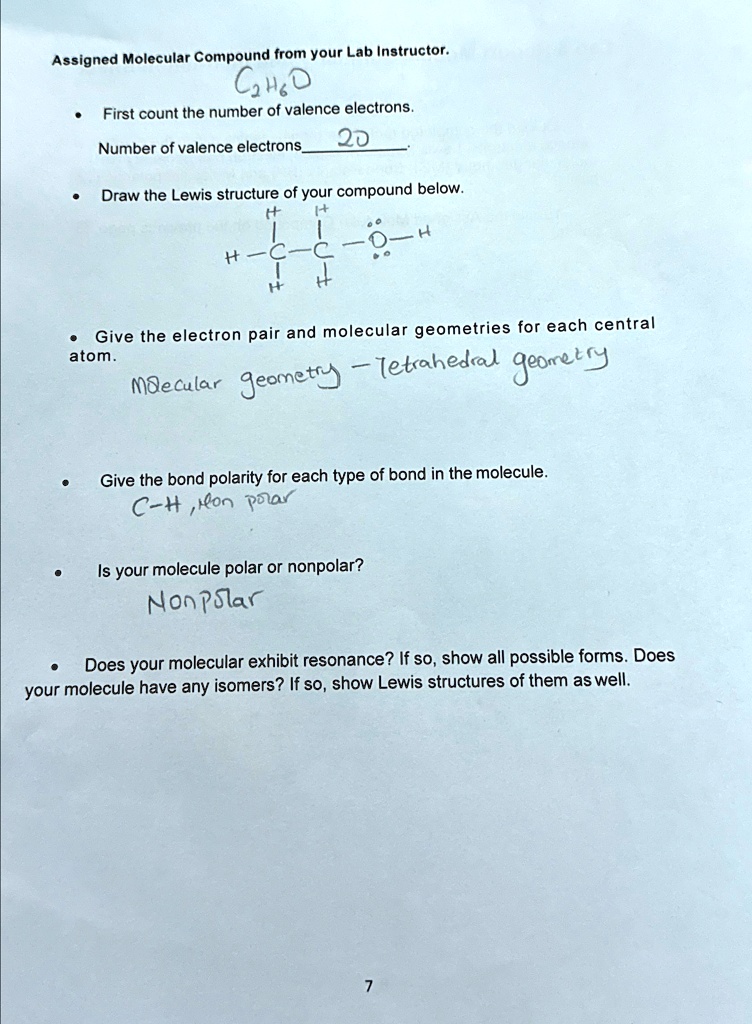 Assigned Molecular Compound from your Lab Instructor: C2H6O First ...