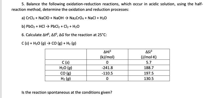 SOLVED: Balance the following oxidation-reduction reactions, which occur in acidic solution ...