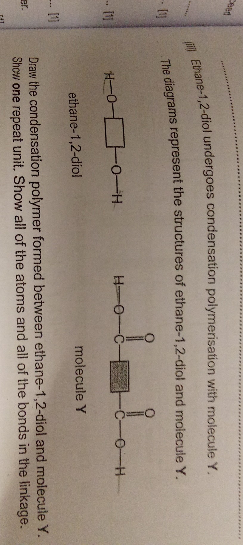 (fii) Ethane-1,2-diol undergoes condensation polymerisation with ...