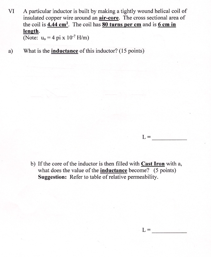 The given permeability of the cast iron is 150. A particular inductor ...