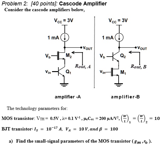 SOLVED: a. Find the small-signal parameters of the BJT transistor (gm, ro, rÏ€). b. From a) and ...