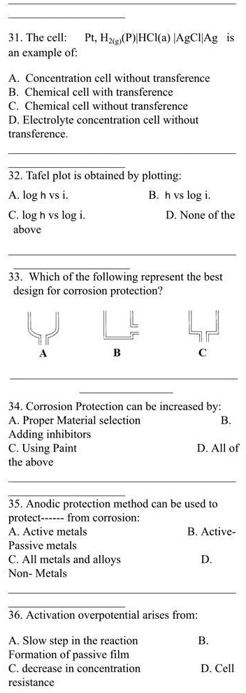 31 the cell pt hzg phcla agciag example of concentration cell without ...