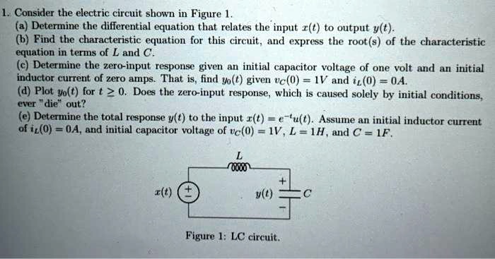 SOLVED: Consider the electric circuit shown in Figure 1. a. Determine the differential equation ...