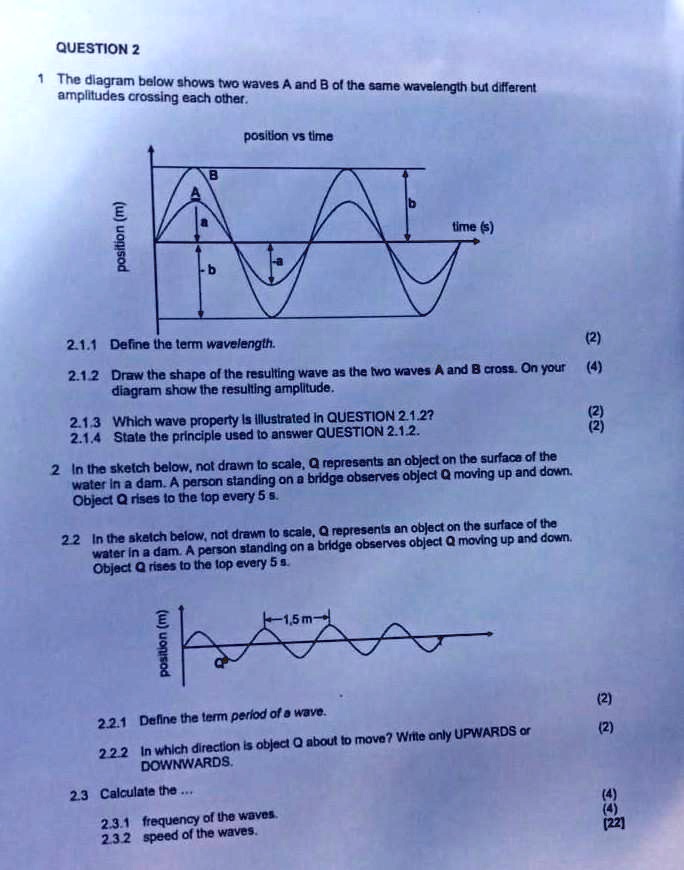 help with homework question2 1 the dlagram below shows two waves a and b ol the same wavelength ...
