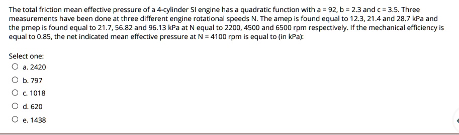 SOLVED: The total friction mean effective pressure of a 4-cylinder SI ...