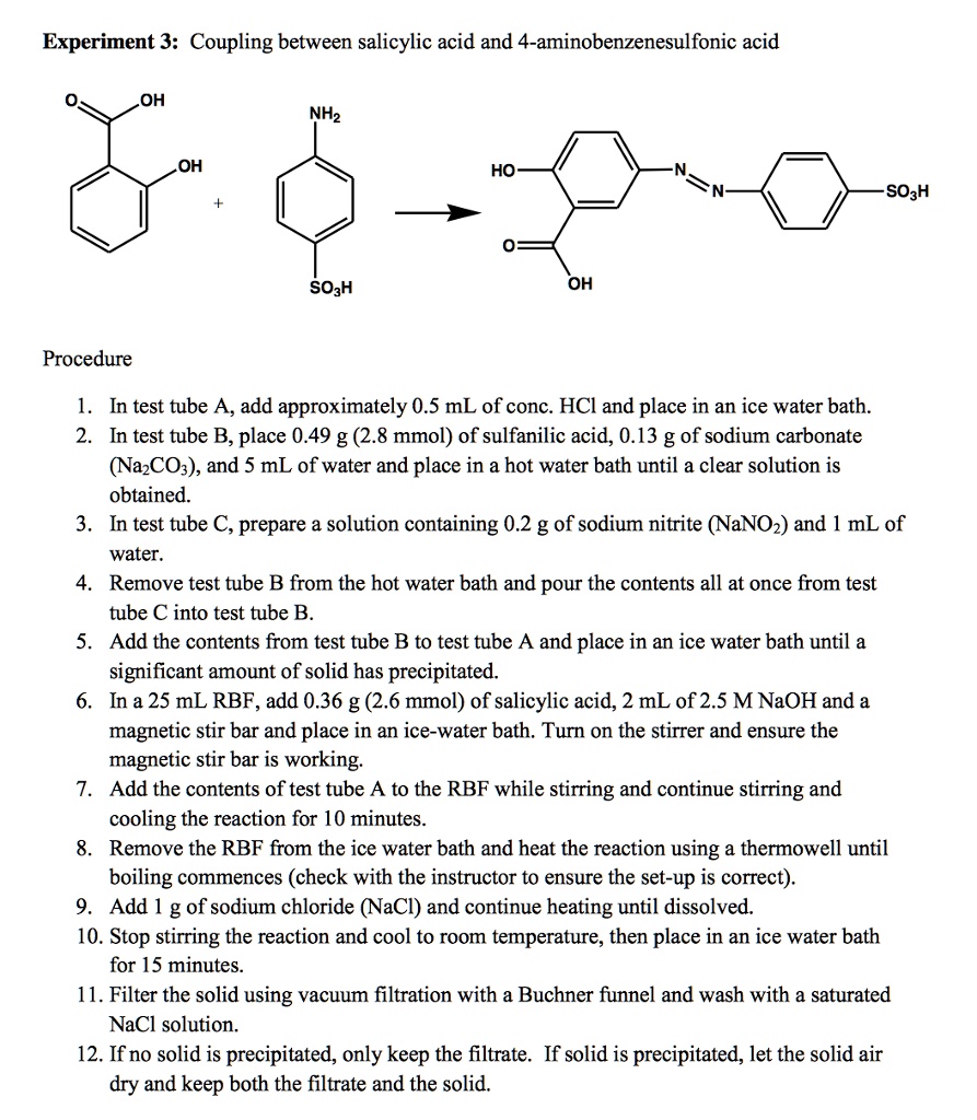 Experiment 3 coupling between salicylic acid and 4...