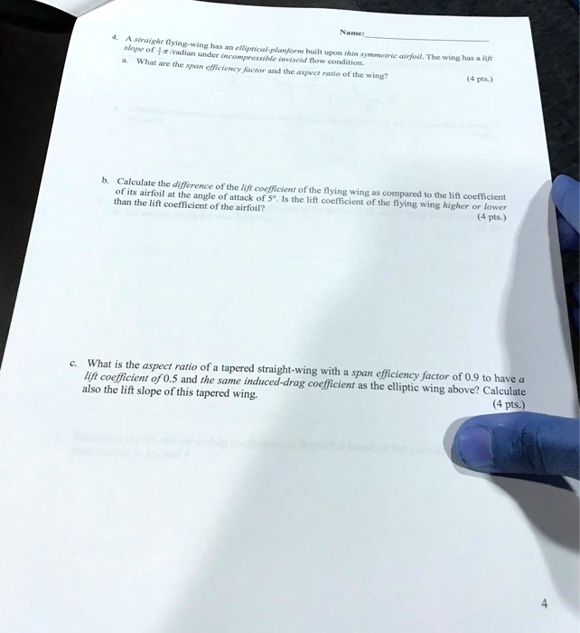 Name: 4. A straight flying-wing has an elliptical-planform built upon ...