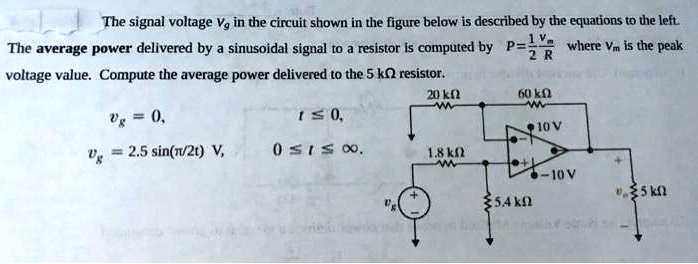 SOLVED: The signal voltage Vg in the circuit shown in the figure below is described by the ...