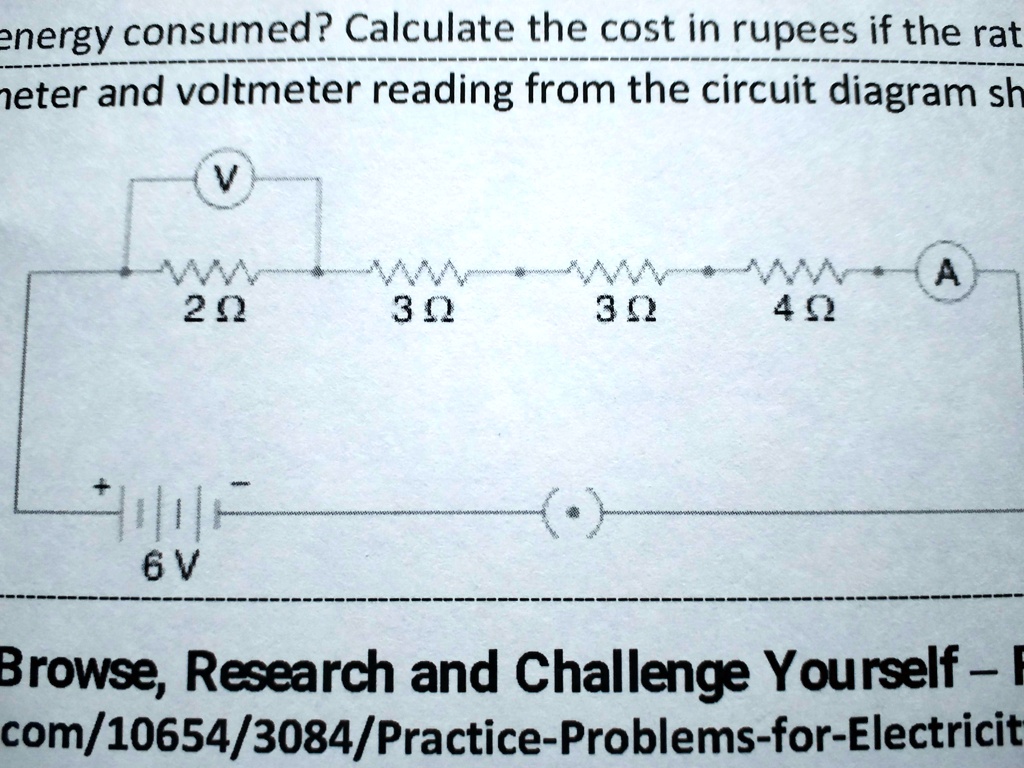 Find the current ammeter and voltmeter reading from the circuit diagram shown in the figure ...