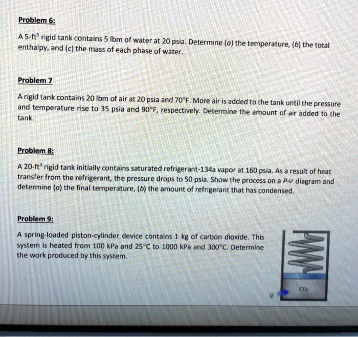 SOLVED: Problem 6: A 5-ft rigid tank contains 5 lbm of water at 20 psia ...