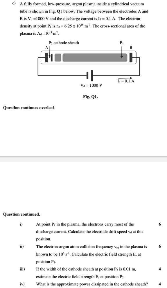 c) A fully formed, low-pressure, argon plasma inside a cylindrical ...