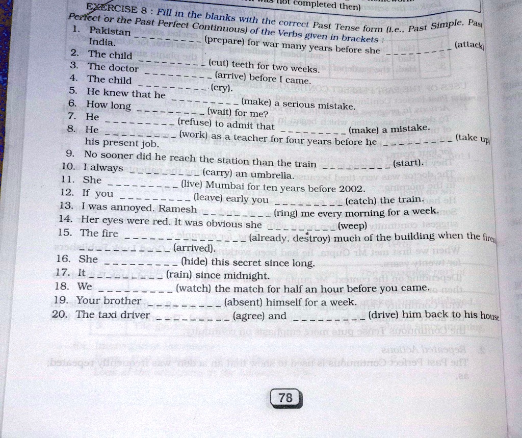 VIDEO solution: 'Fill in the blanks with the correct Past Tense form (i ...