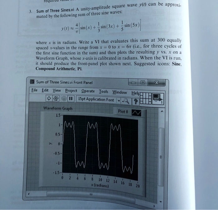3. Sum of Three Sines.vi A unity-amplitude square wave y(t) can be ...