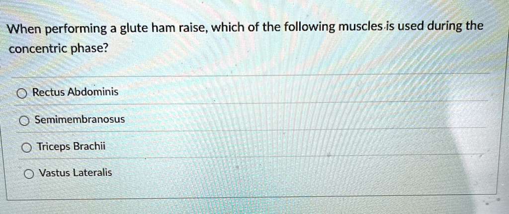 when performing a glute ham raise which of the following muscles is ...