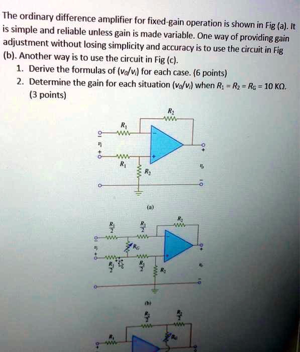 The ordinary difference amplifier for fixed-gain operation is shown in ...