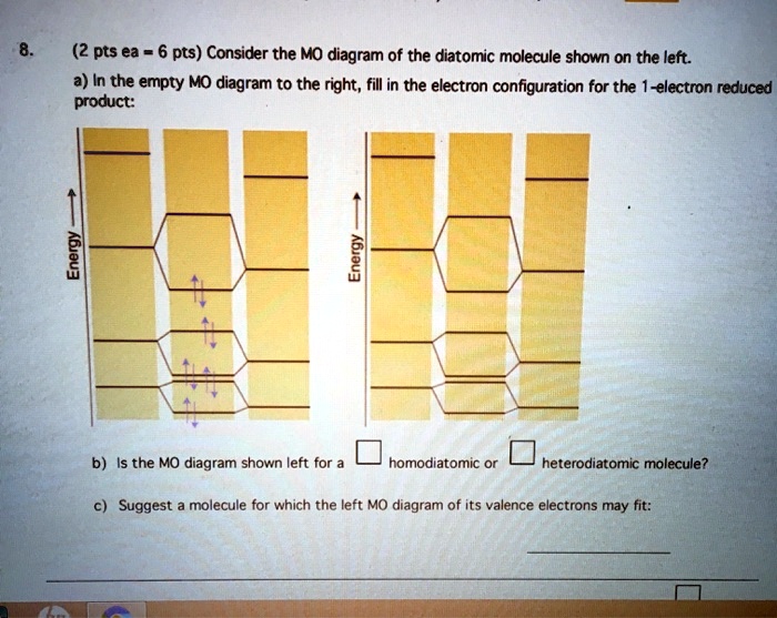 SOLVED:(2 pts ea = 6 pts) Consider the MO diagram of the diatomic ...