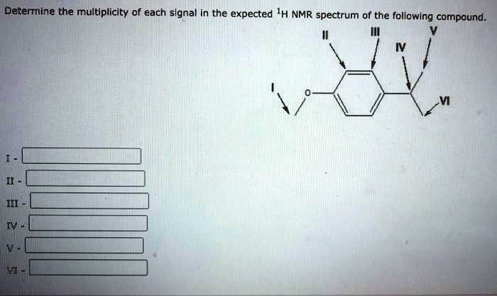 SOLVED: Determine the multiplicity of each signal In the expected !H NMR spectrum of the ...