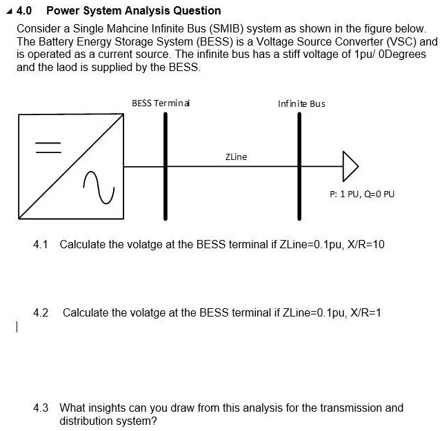 SOLVED: 4.0 Power System Analysis Question Consider a Single Mahcine Infinite Bus (SMIB) system ...